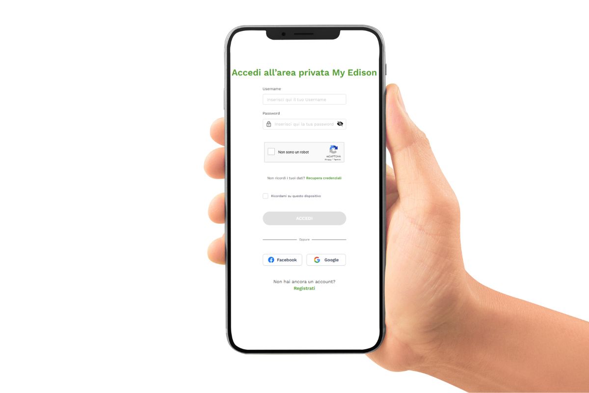 My Edison: Login e Registrazione per Fatture in area clienti